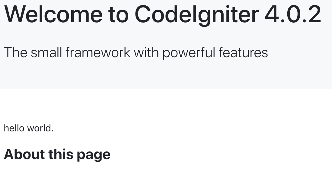 CodeIgniter4でHelloWorld | コウサコウロ